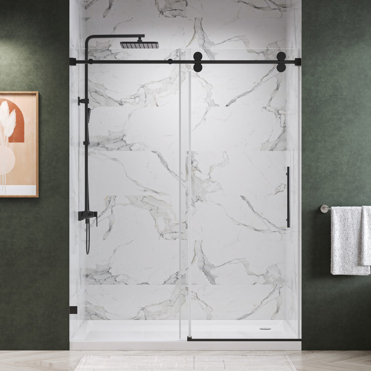 AZUPIN 44" - 48" W x 76" H Single Sliding Frameless Shower Door | Wayfair